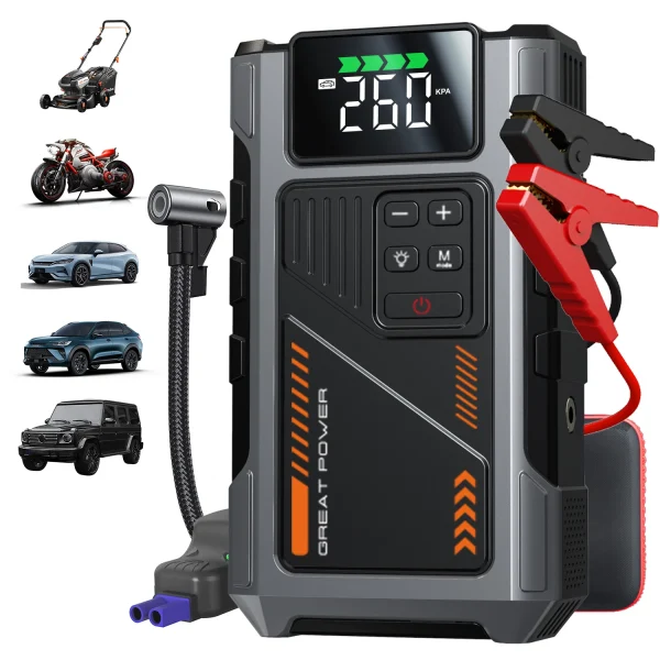 3000A Portable Car Jump Starter with Air Compressor & Tire Inflator ...